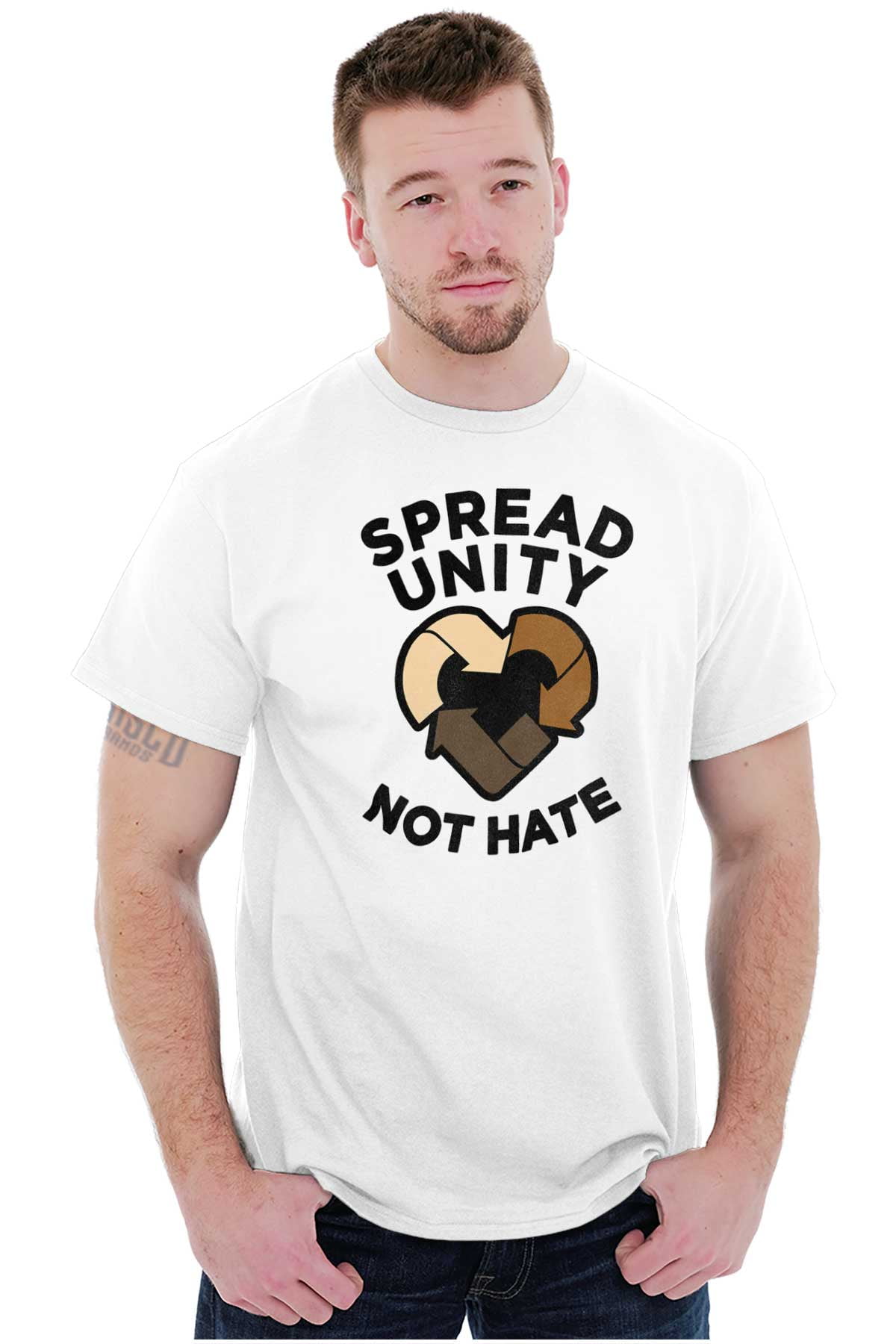 Spread Unity Not Hate Social Justice Men's Graphic T Shirt Tees Brisco ...