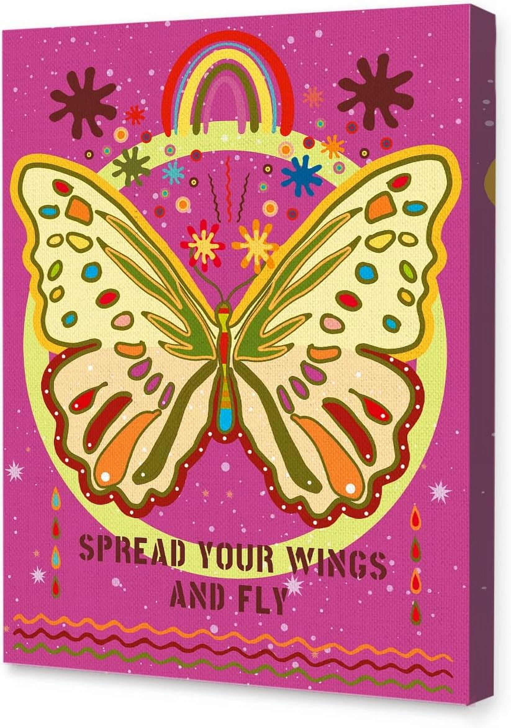 Spread Your Wings and Fly Butterfly Inspirational Canvas Framed Wall ...