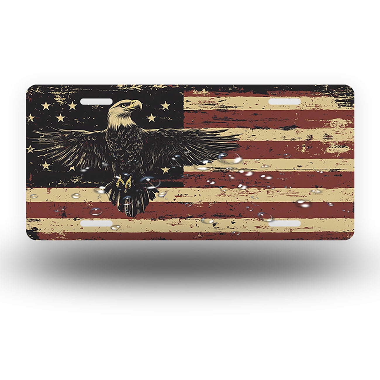 Spreading winged Eagle over Flag Front License Plate, Funny Standard ...