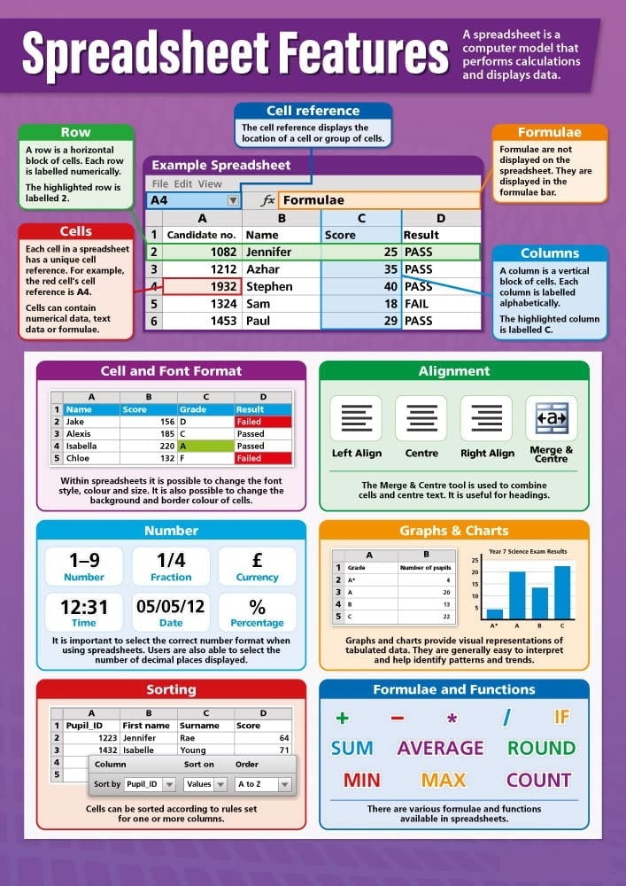 Spreadsheet Features Poster ICT Classroom Decoration - Walmart.com