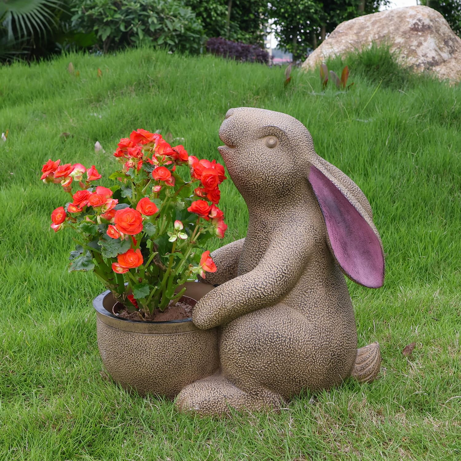 Sprgarde Bunny Statue Garden Outdoor Planter - Outdoor Statue Planter ...