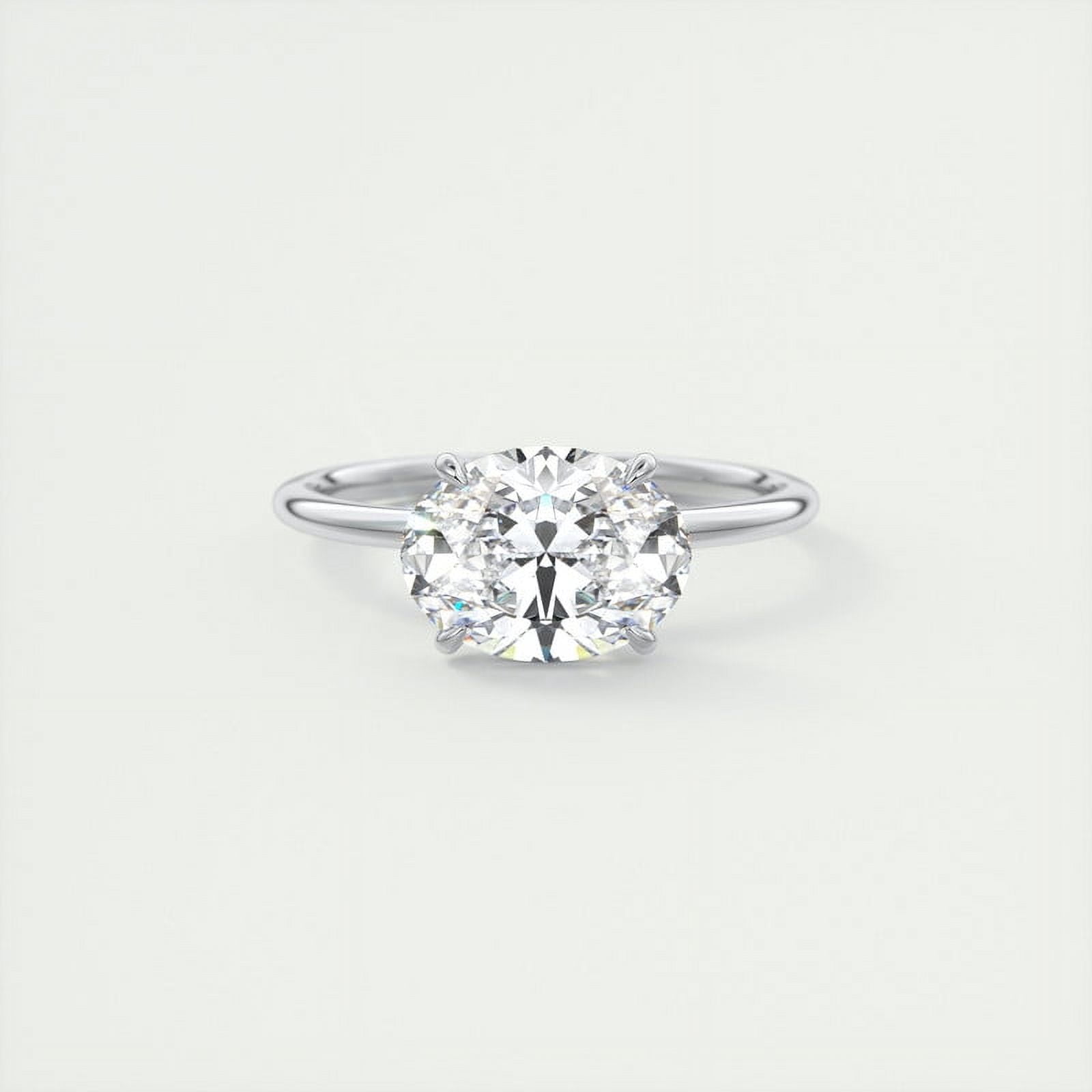 Sprico Jewel 14K White Gold Plated Rings for Her - Excellent 2 Ct Oval Cut Diamond Ring - East ...