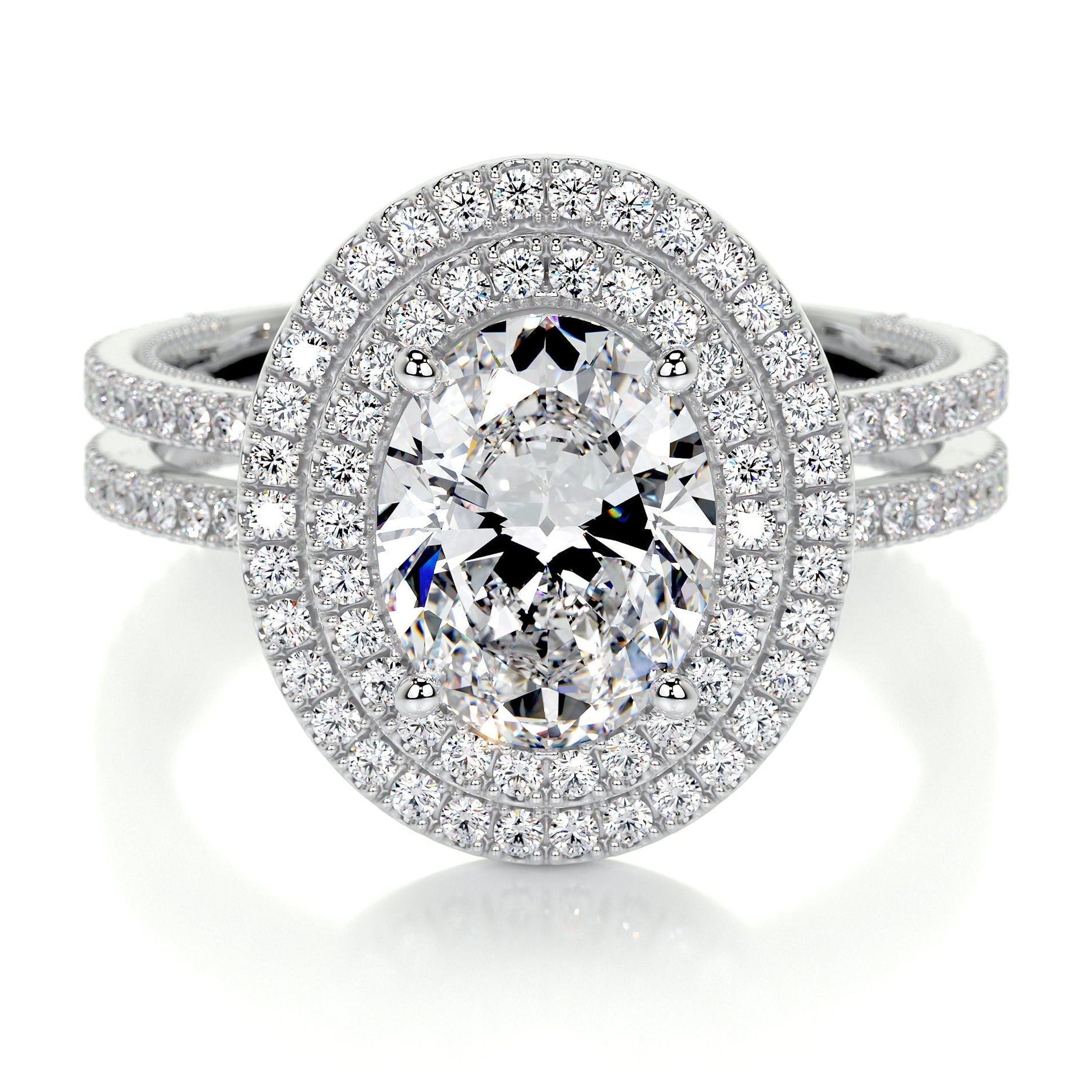 Sprico Jewel Exquisite 1.6 Ct Oval Cut Double Halo Engagement Ring - Lab-Created Simulated ...