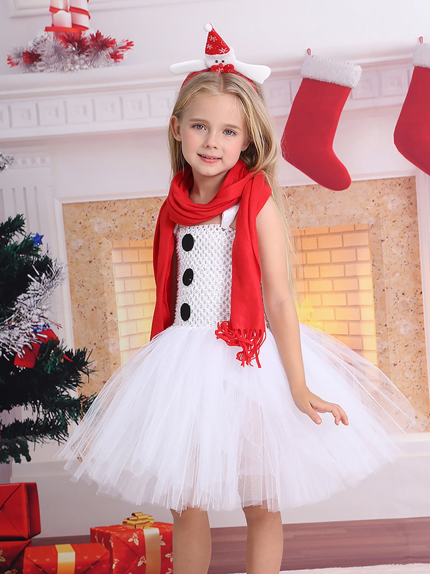 Sprifallbaby 2-12T Kids Girls' Snowman Costume Cosplay Tulle Dress with ...