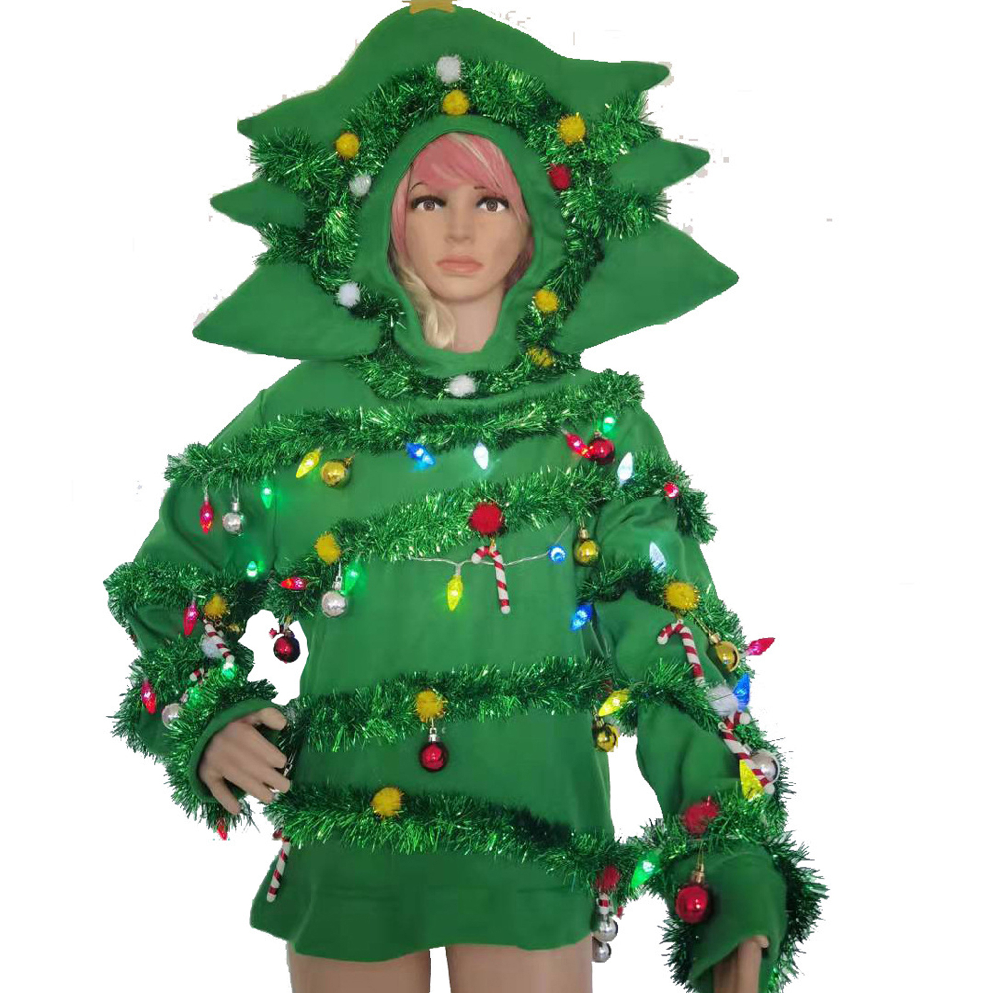 Sprifallbaby Adults Christmas Tree Costumes, Cute Tinsel Long Sleeve ...