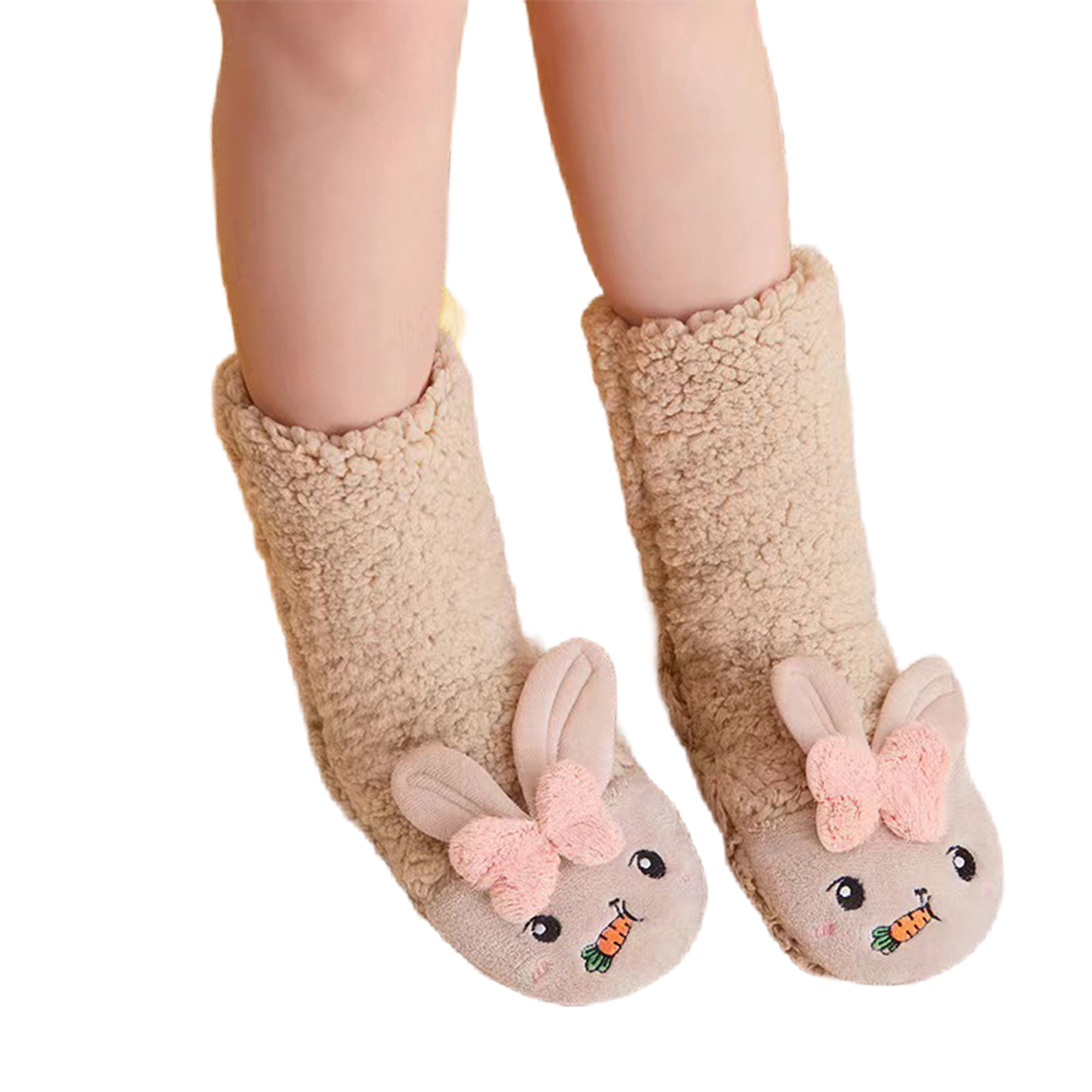 Sprifallbaby Fuzzy Socks for Women Girl, 3D Bunny Animal Slipper Socks ...