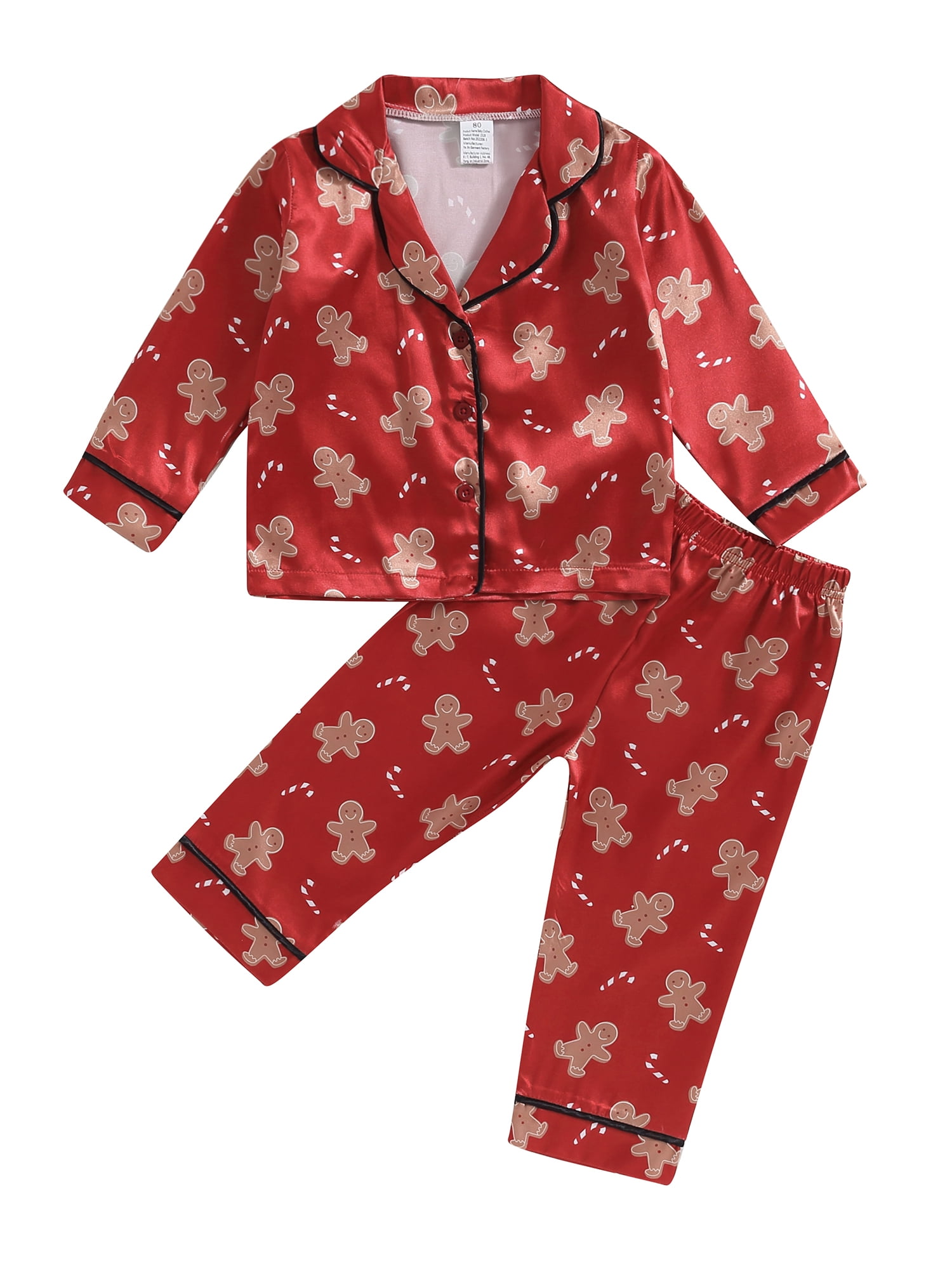 Sprifallbaby Gingerbread Man Print Pajamas Set for Toddler Baby ...