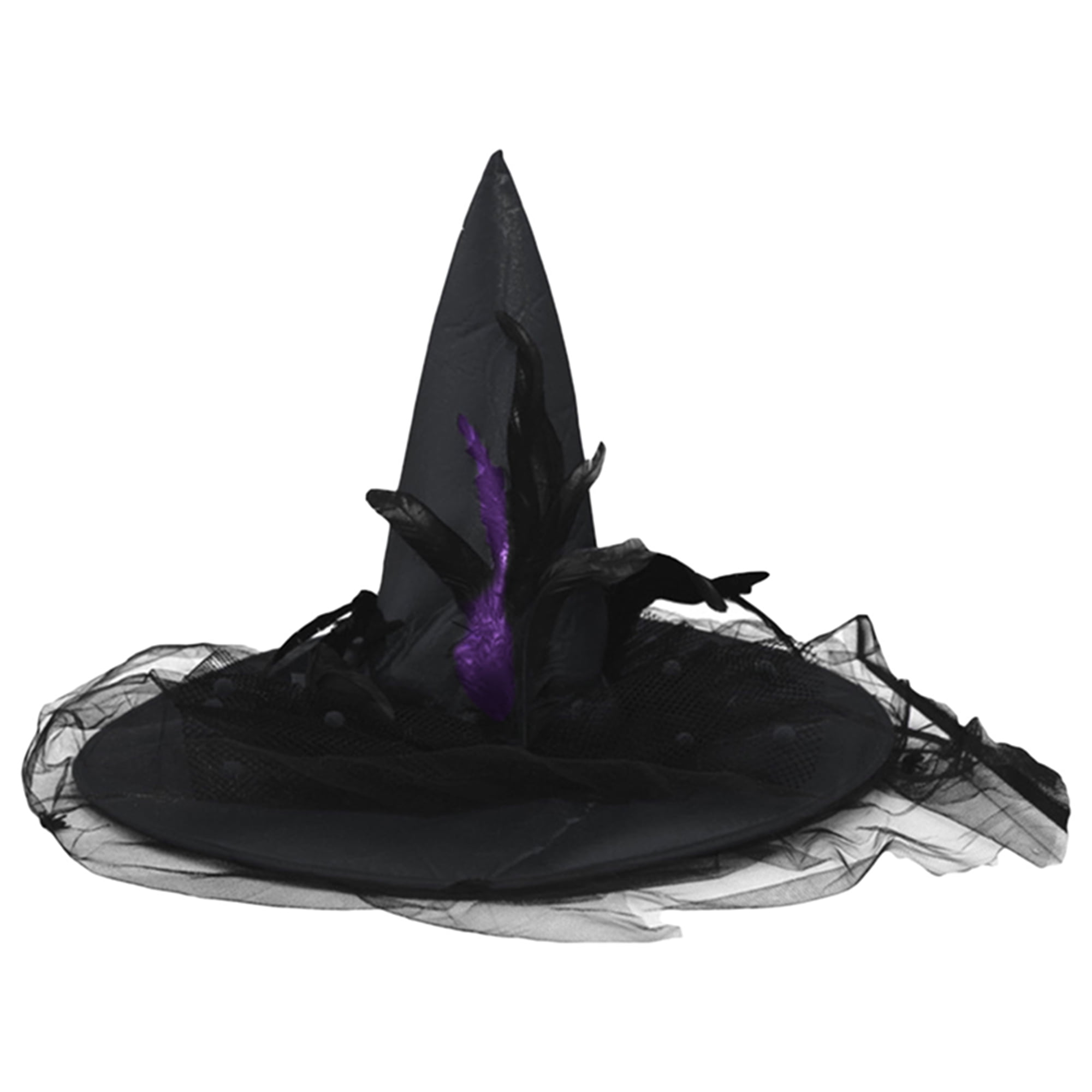 Sprifallbaby Halloween Witch Hats Feather Wizard Hats with Tulle ...
