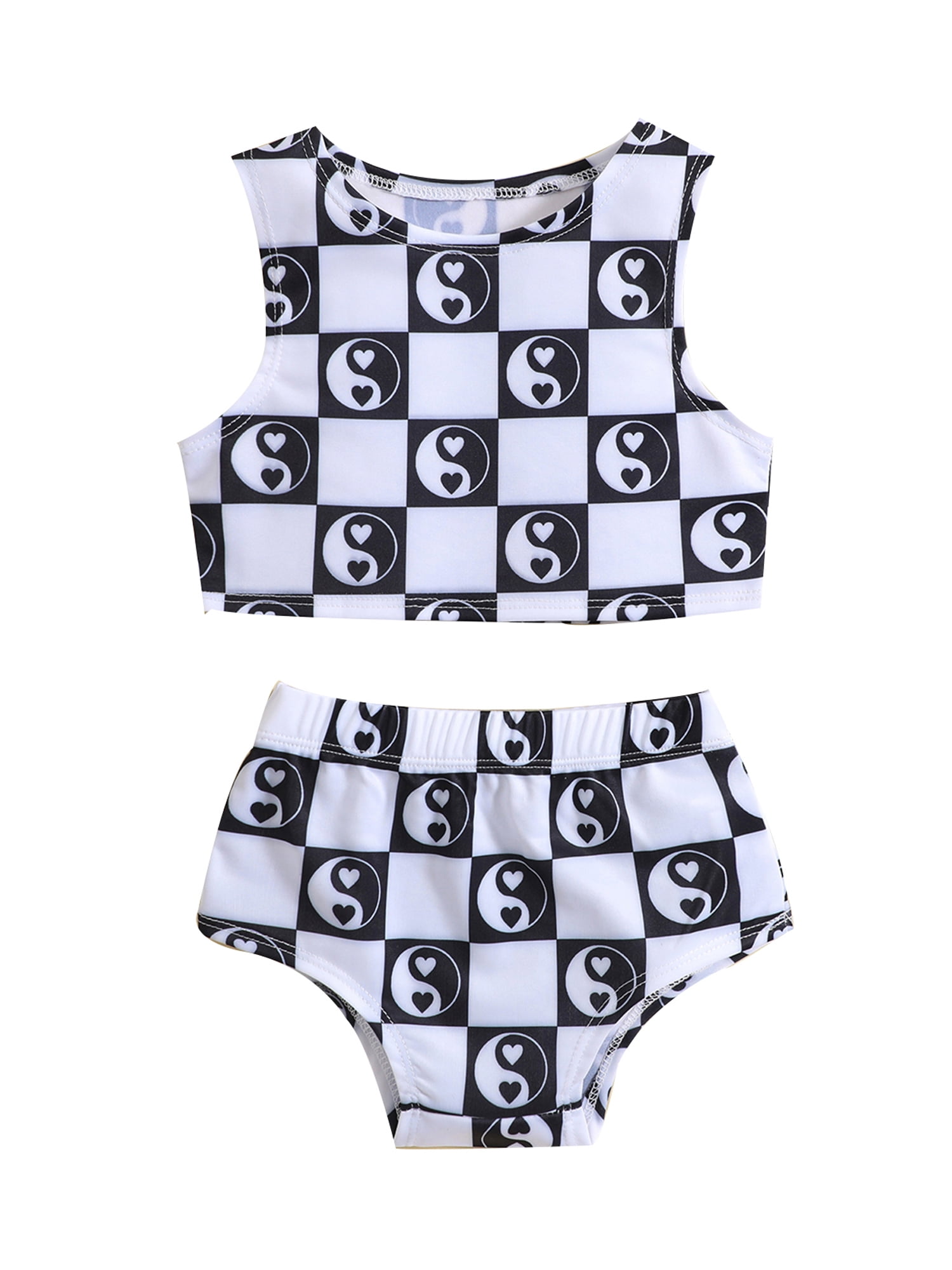 Sprifallbaby Kid Girl Bikini Swimsuit Sleeveless Round Neck Crop Vest ...