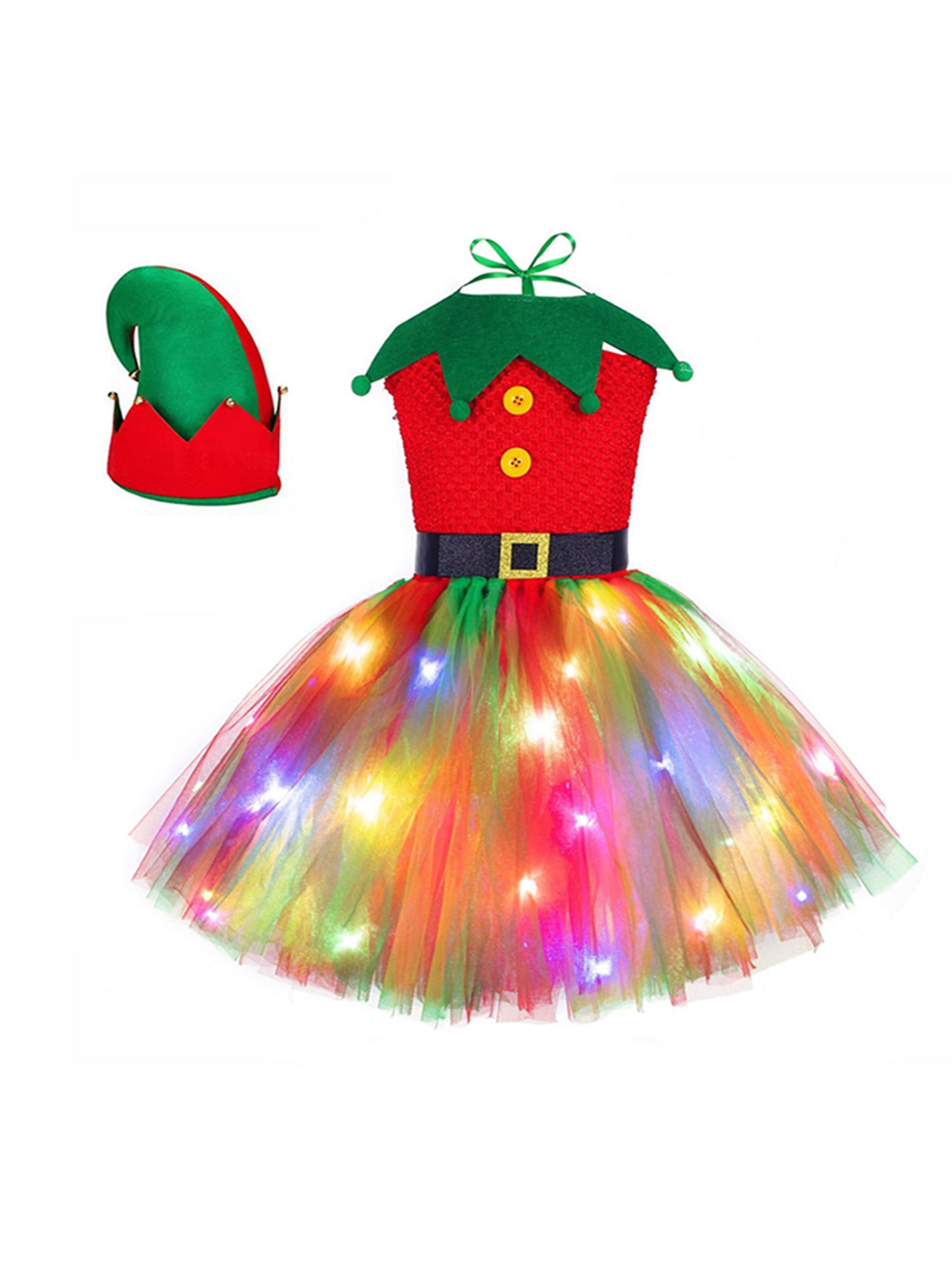 Sprifallbaby Little Girls LED Lighted Elf Costume, Cosplay Tulle Dress ...