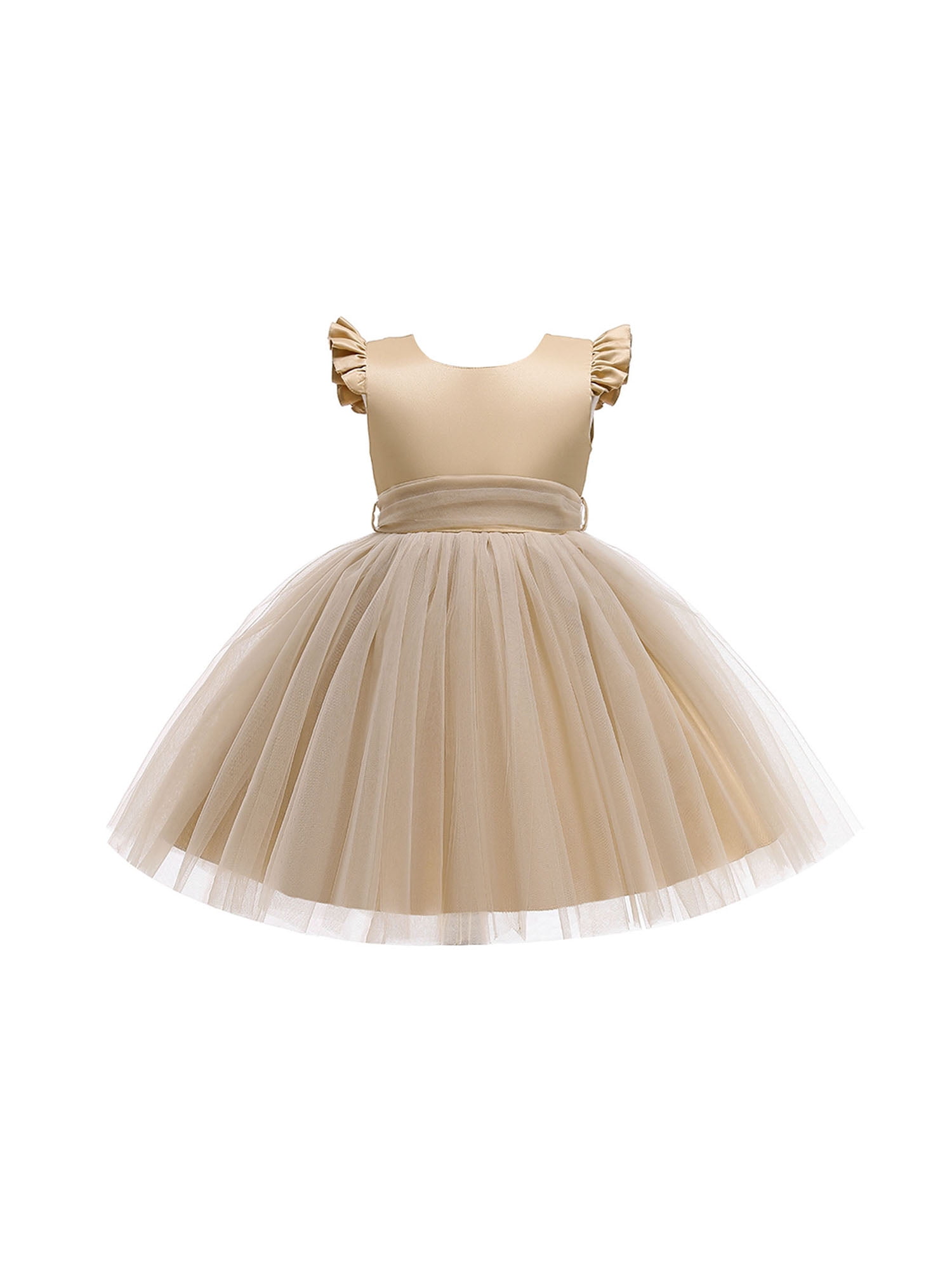 Sprifallbaby Little Girls Princess Dress Solid Color Splicing Fly ...