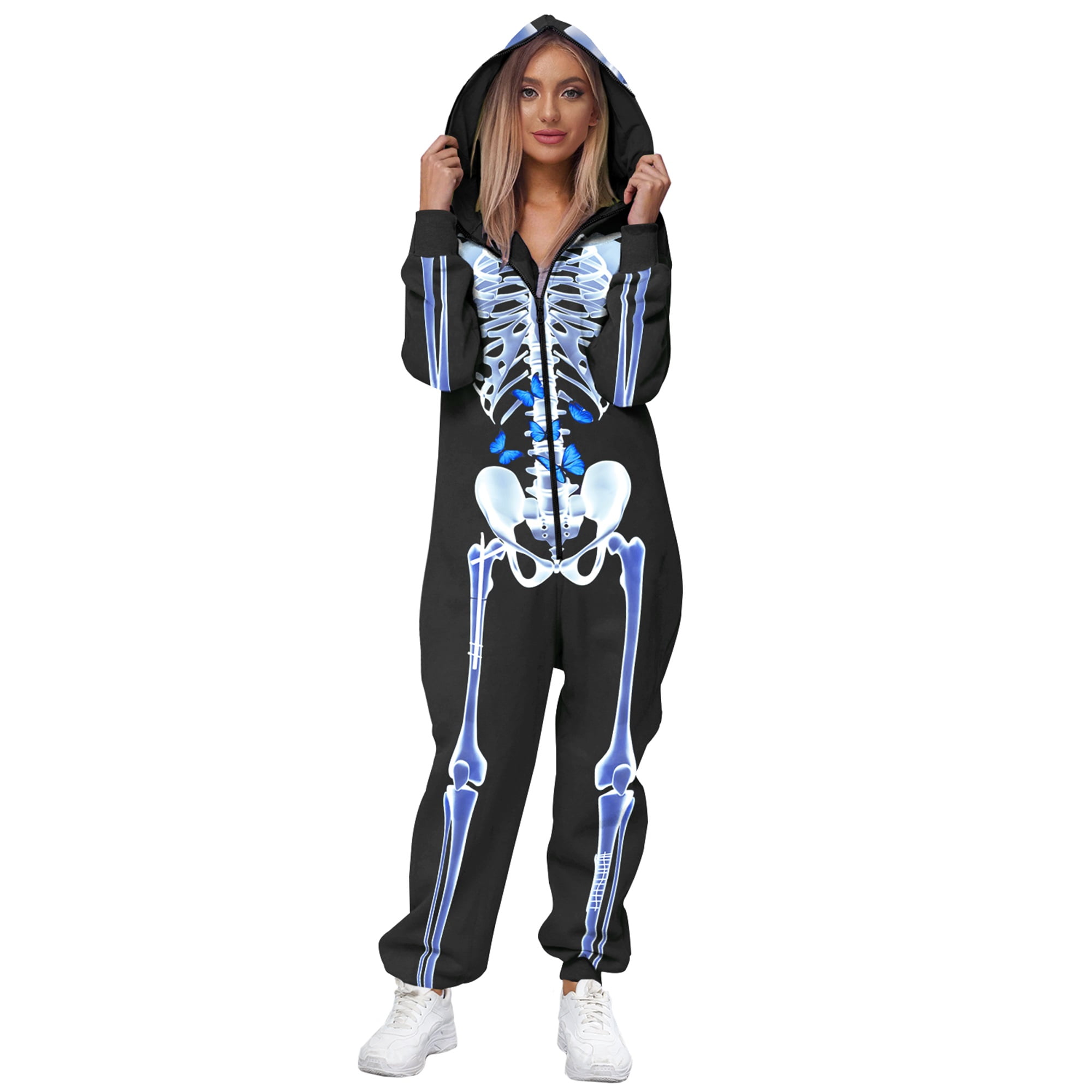Sprifallbaby Men Women Jumpsuit Halloween Costume Long Sleeve Hooded ...