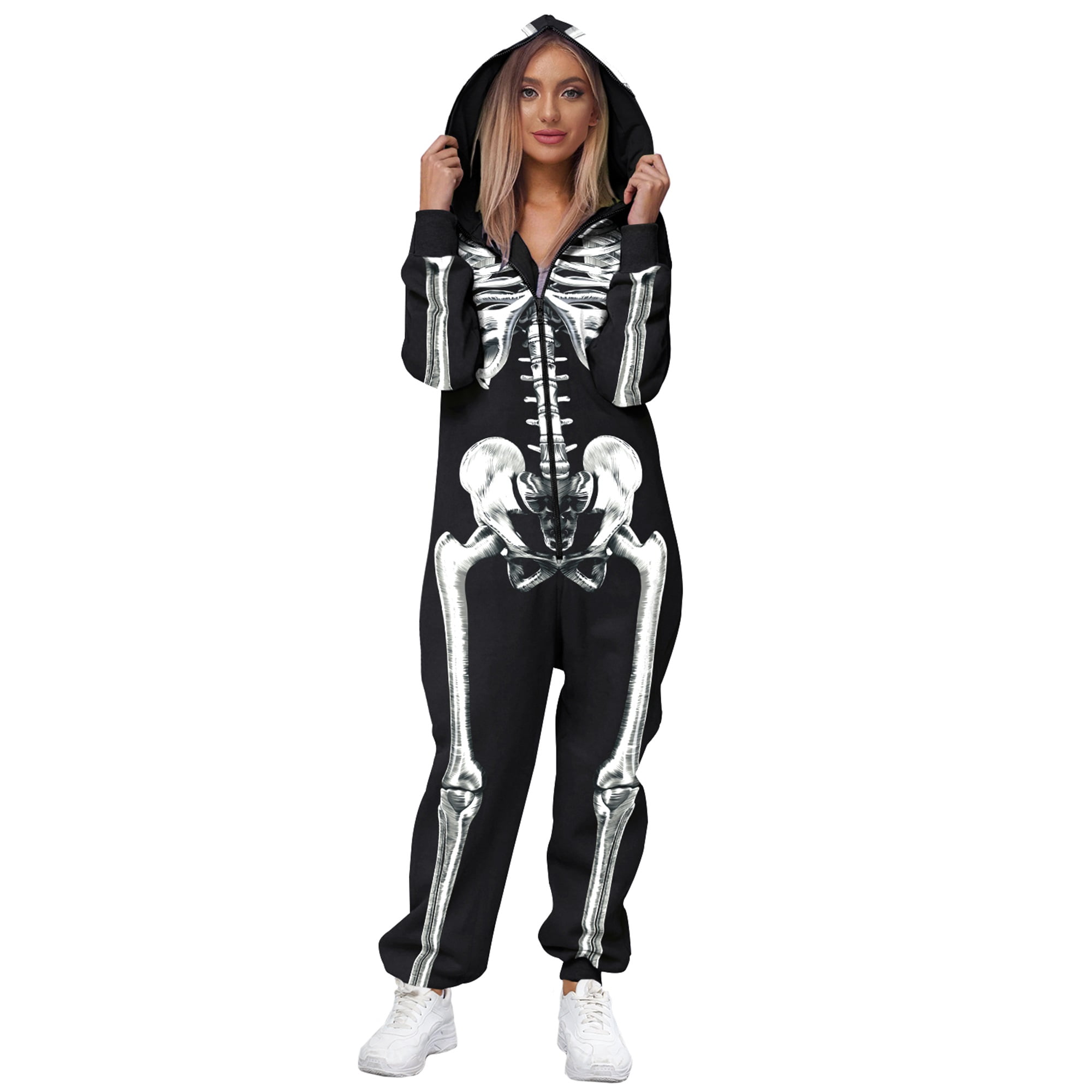 Sprifallbaby Men Women Jumpsuit Halloween Costume Long Sleeve Hooded ...