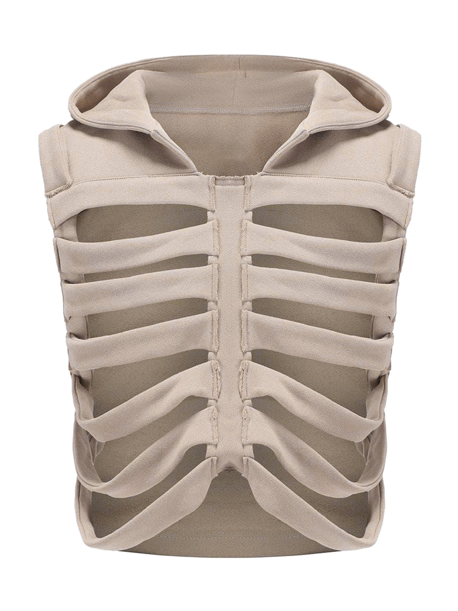 Sprifallbaby Men Women Vests Sleeveless Hooded Vest Hollowed Skeleton ...