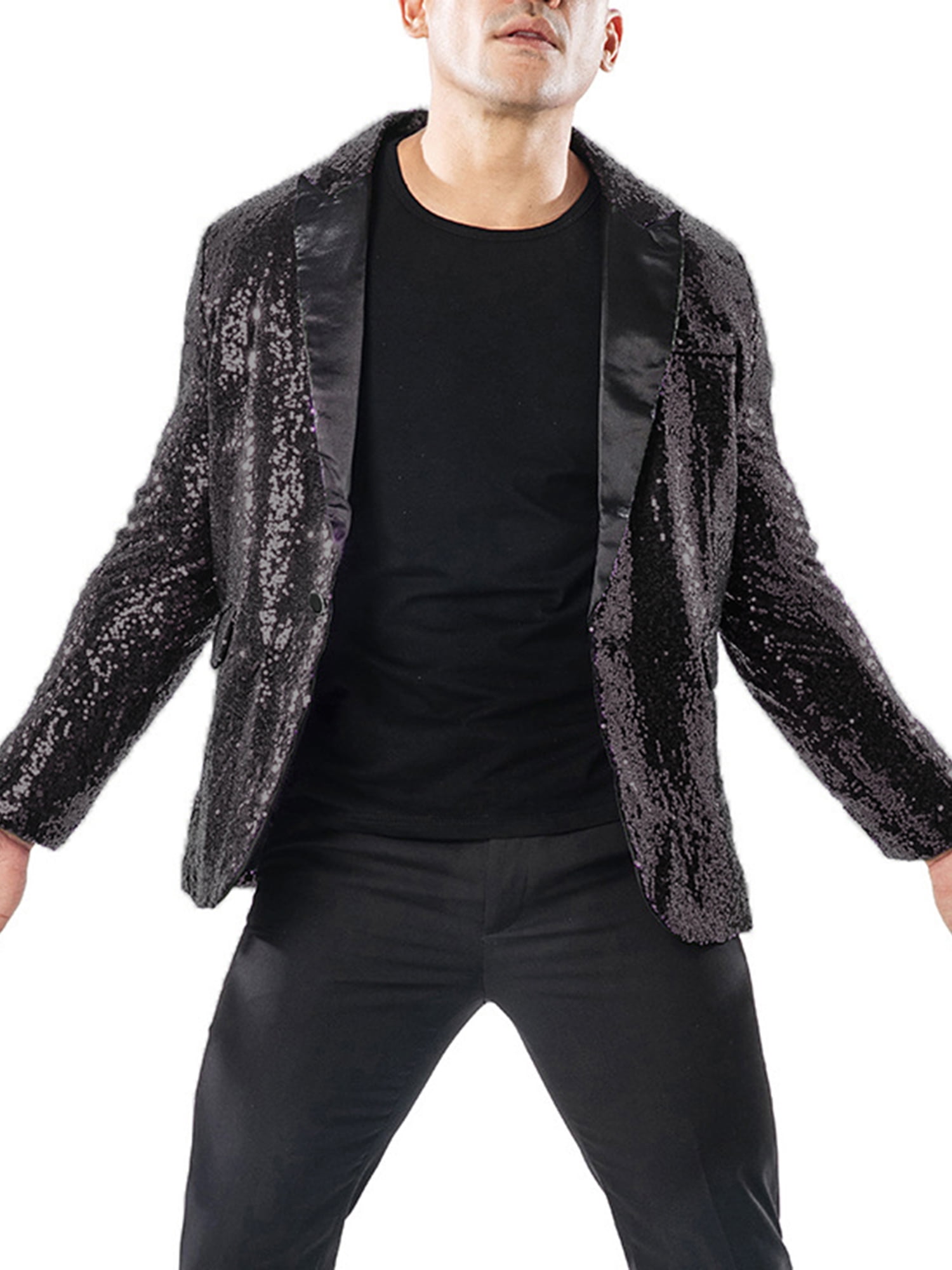 Sprifallbaby Men's Sequin Blazer Suit Lapel Shiny Jacket Blazer One ...