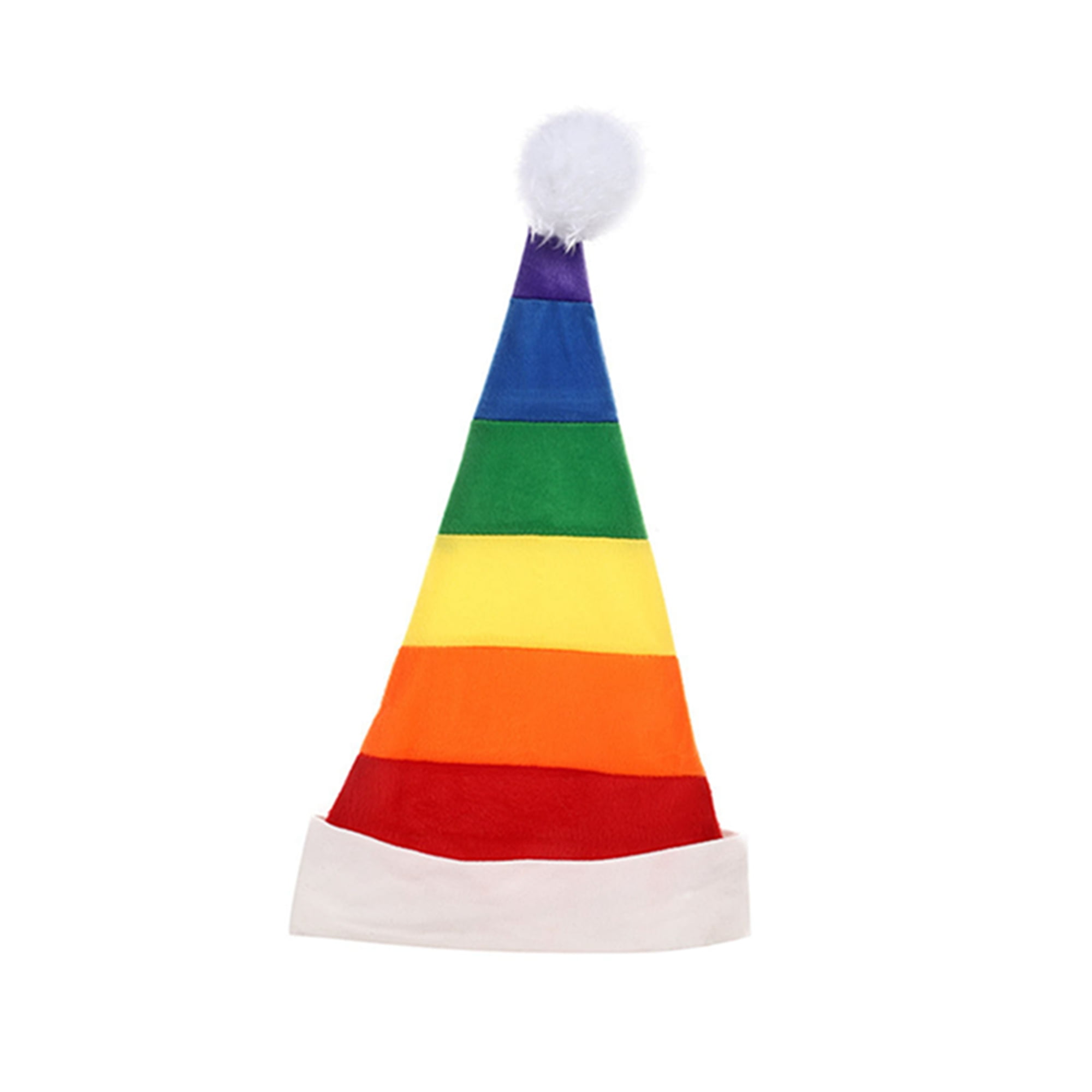 Sprifallbaby Rainbow Santa Hats for Adults, Classic Holiday Plush ...