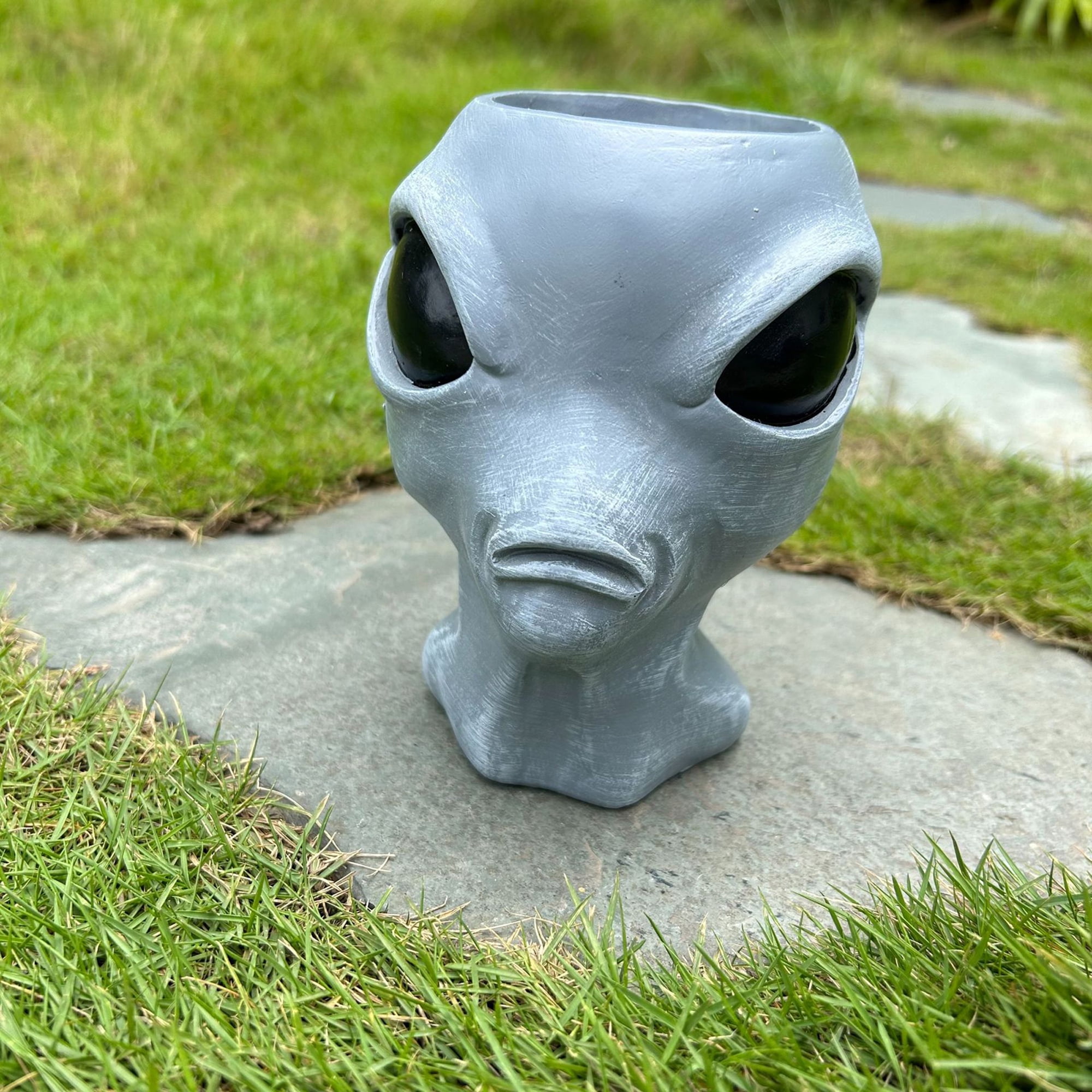 Sprifallbaby Resin Big-eyed Alien Planter, Funny Alien Face Planter ...