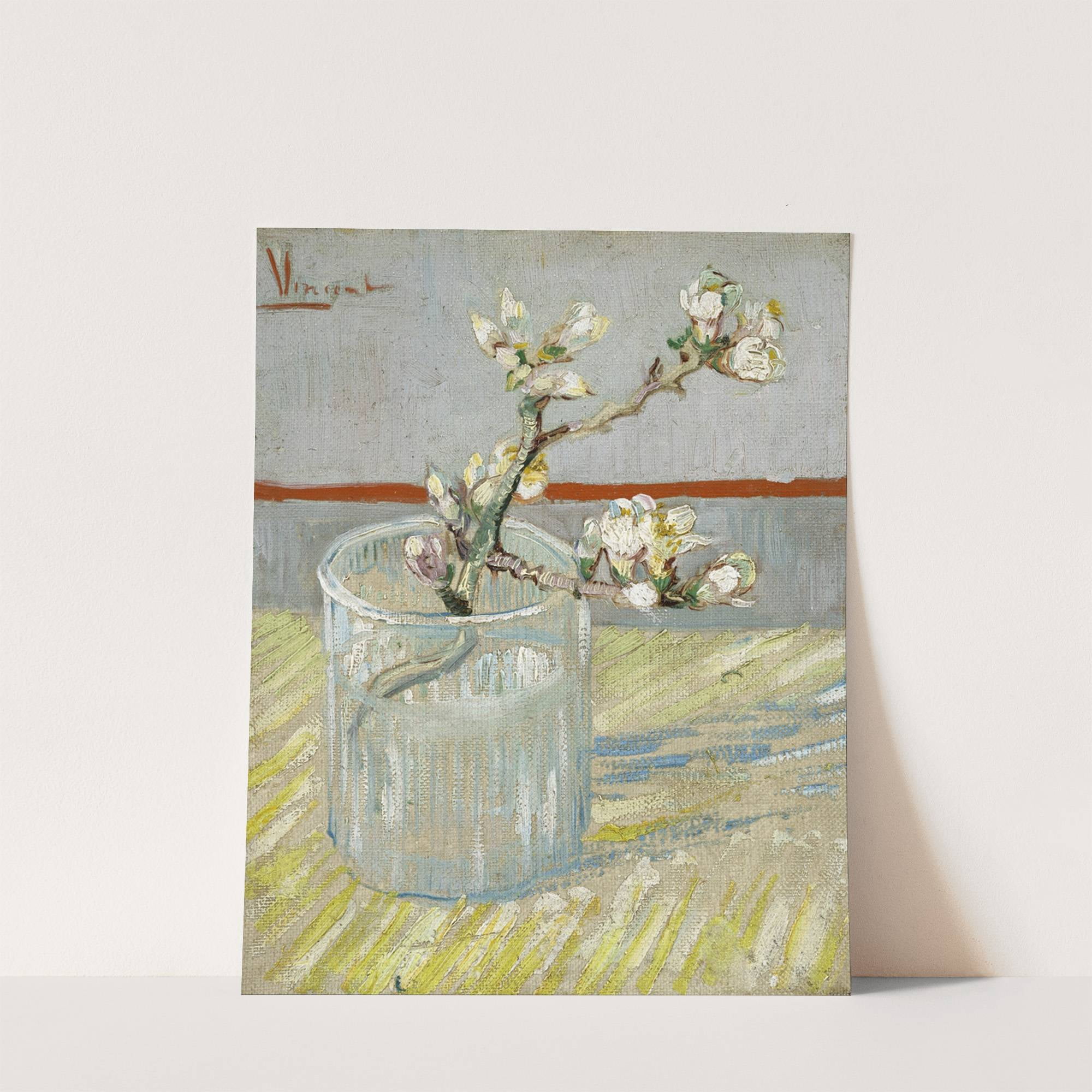 Sprig of flowering almond in a glass (1888) - Vincent Van Gogh Artwork ...