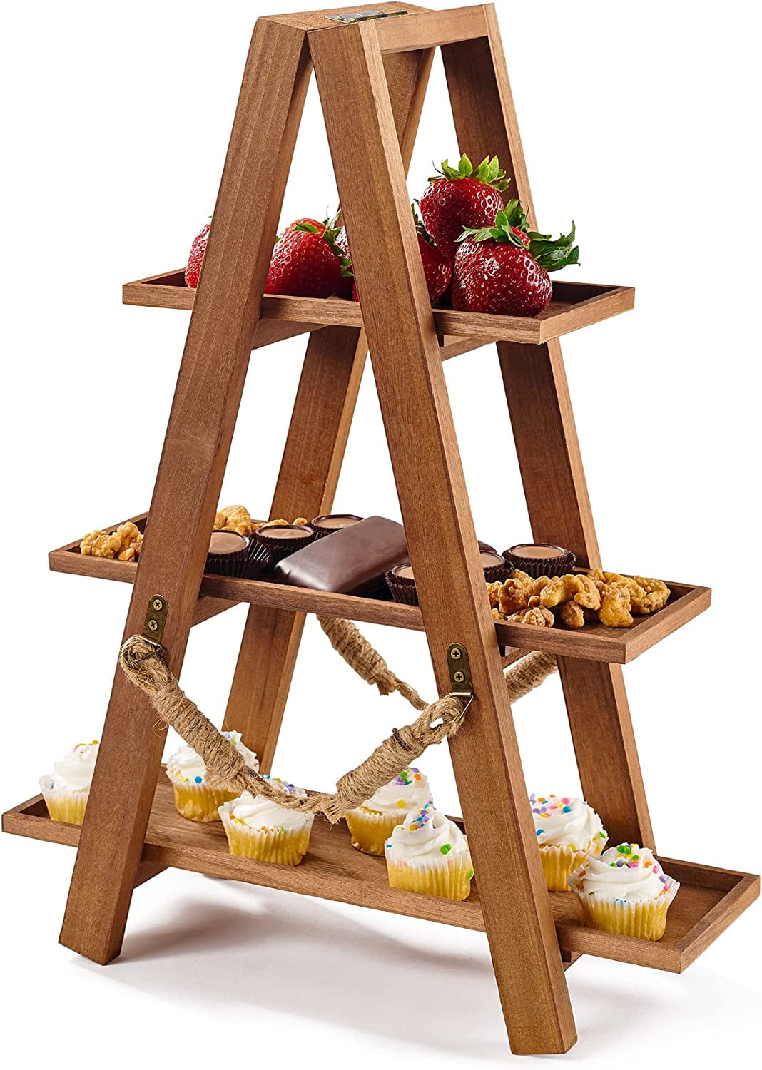 Sprightly 3-Tiered Serving Tray, Wood Tier Serving Ladder Stand for ...