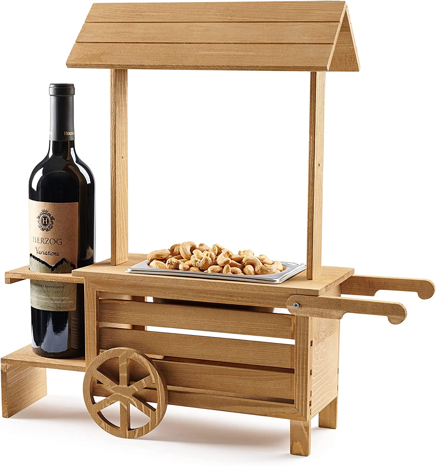 Sprightly Tabletop Bottle Cart, Wooden Wine Bottle Holder Stand with ...