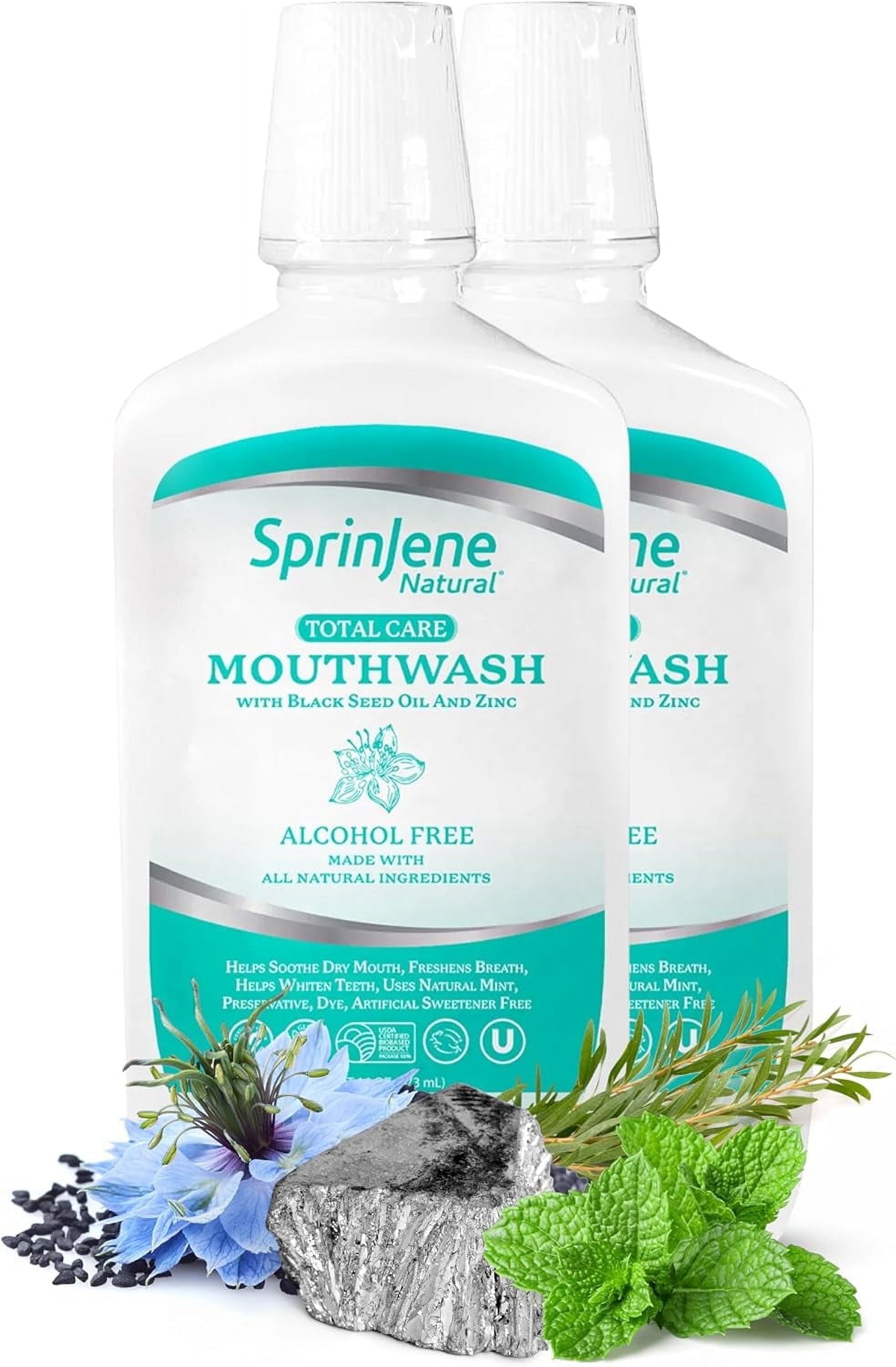 SprinJene Natural Alcohol-Free, 100% Natural, Non-Burning Mouthwash, 32 ...
