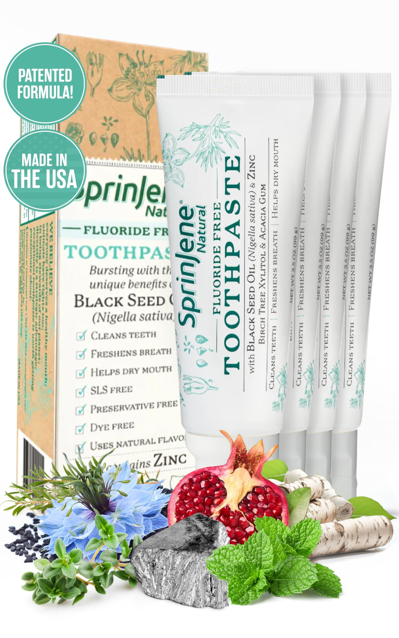 SprinJene Natural Fluoride Free Toothpaste for Clean and Strong Teeth ...