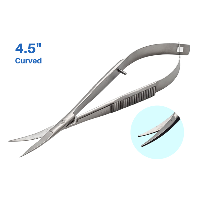 Spring Action Squeeze Scissors 4.5 inches Curved Silver Color by Wise ...