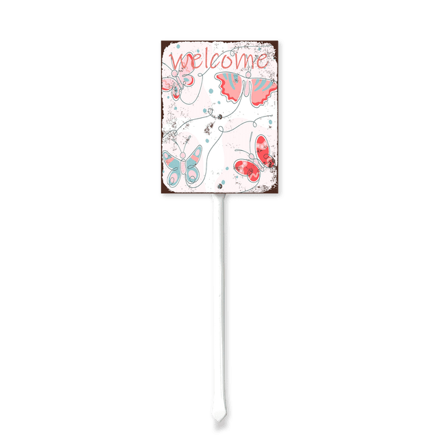 Spring Aluminum Outdoor Lawn Signs Butterfly Garden Stakes Welcome Sign ...