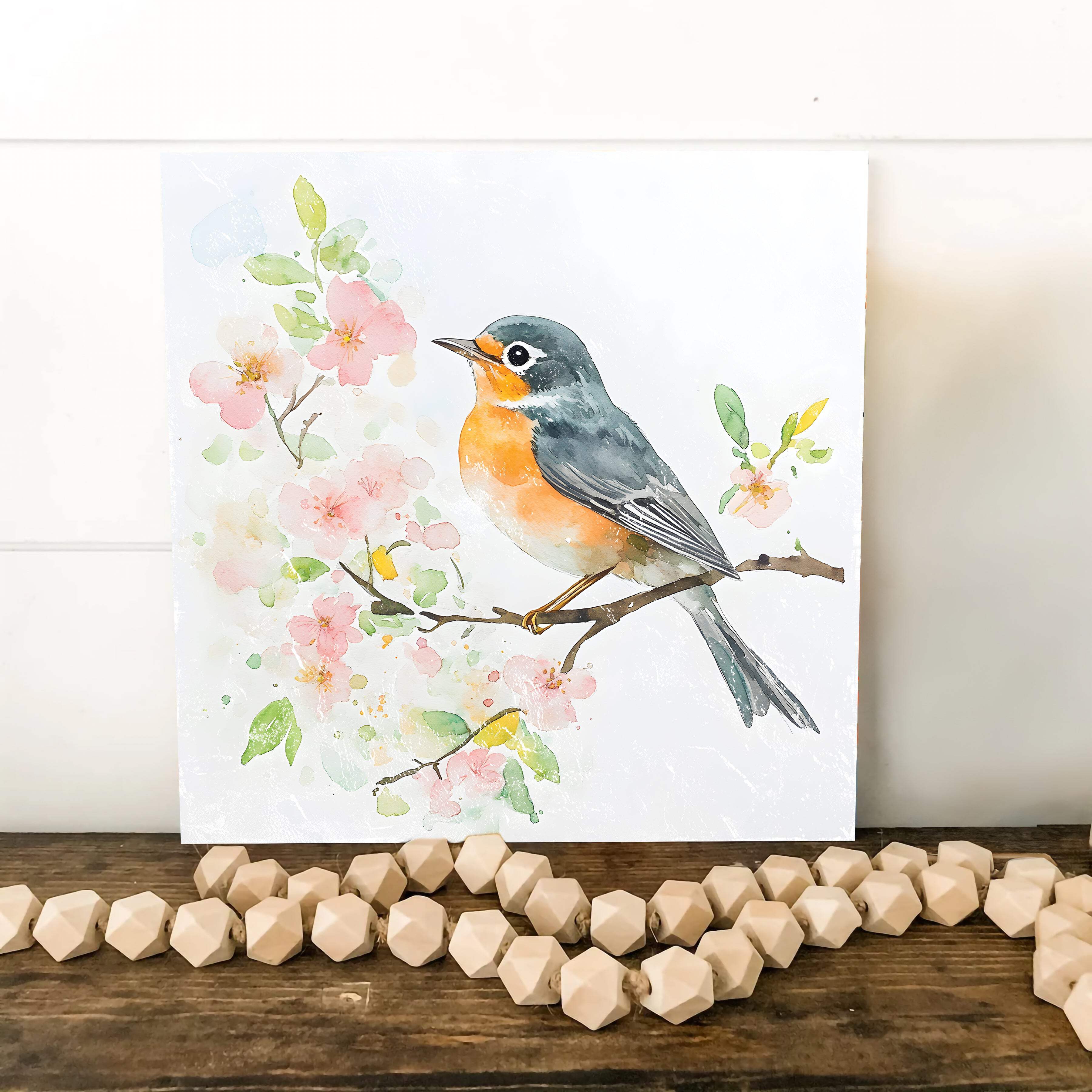 Spring American Robin Wall Decor Art | UV Print Wall Decor | Indoor ...