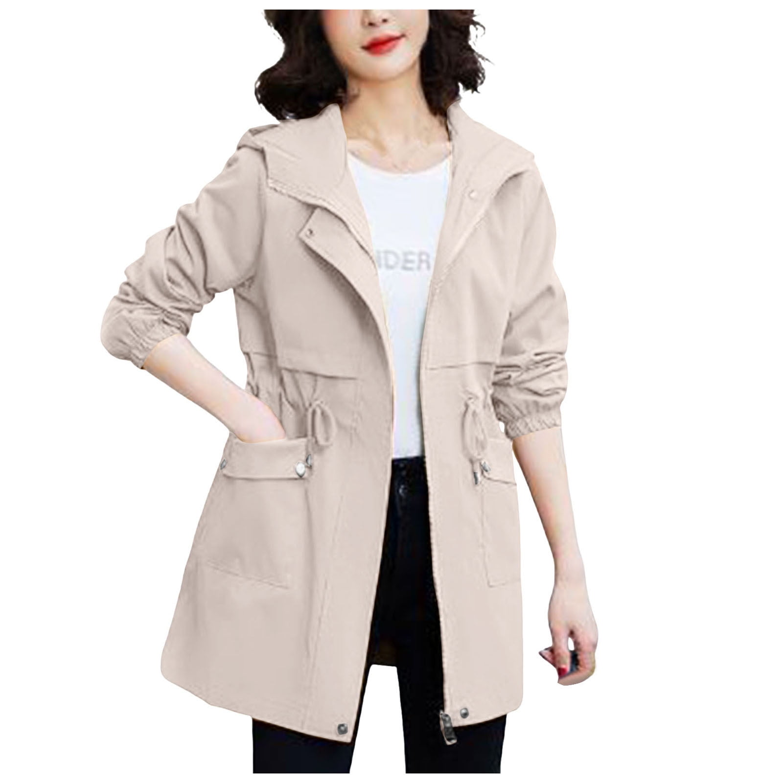 Spring And Autumn Thin Windbreaker For Women Medium And Long Slim Fit ...