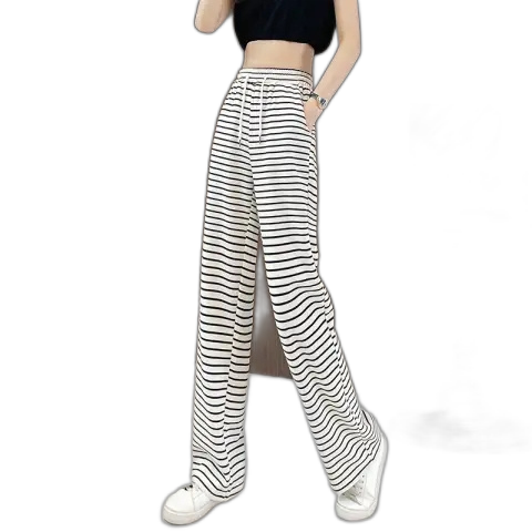 Spring And Summer Black And White High -Waisted Wide -Leg Pants ...