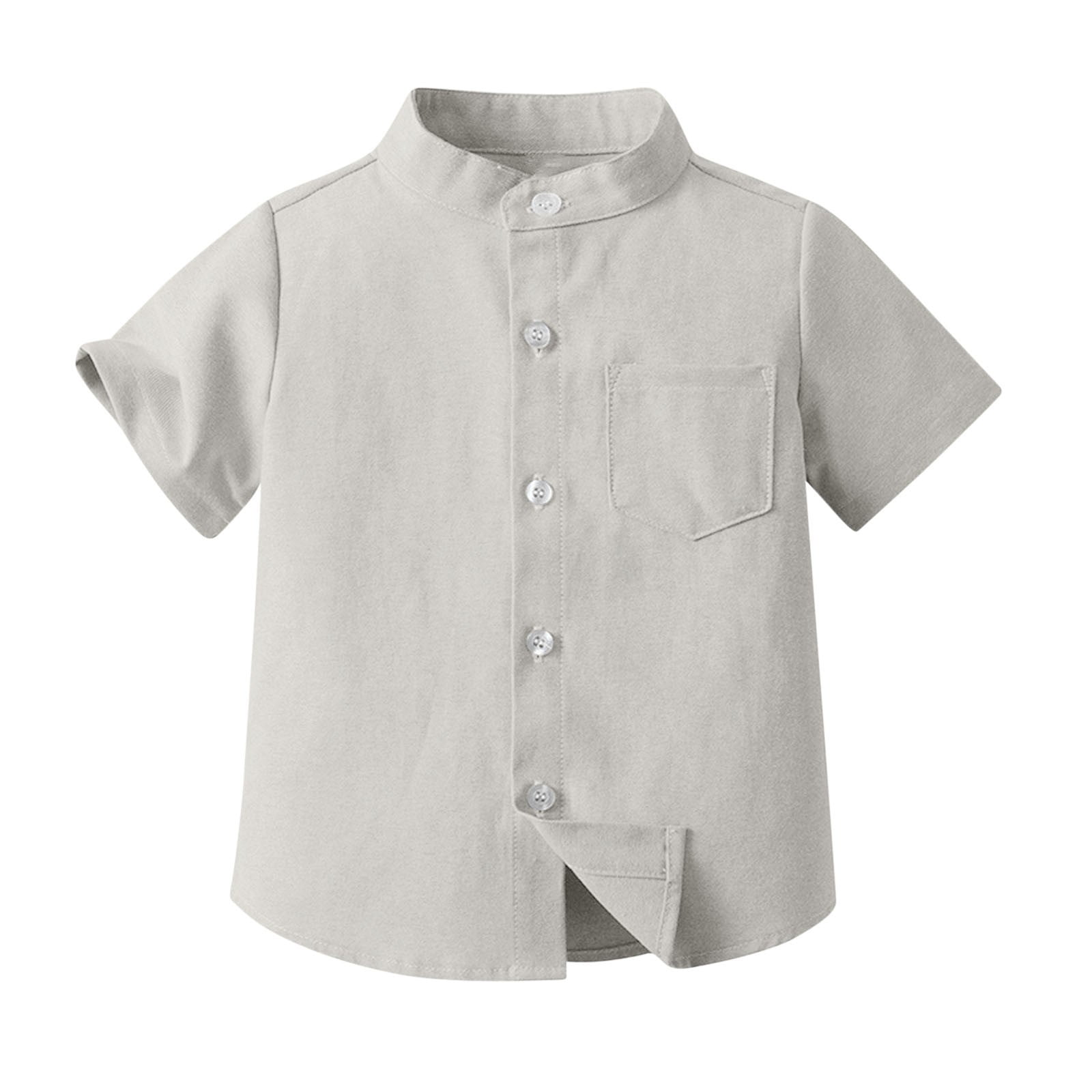 Spring And Summer Cute Print Boys Hort Sleeve Stand-up Collar Blouse ...