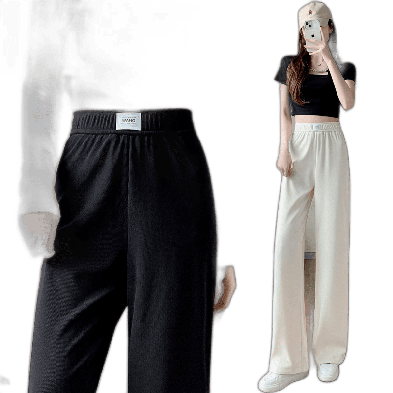 Spring And Summer Korean Swipe High Waisted Sensory Straight Smart Small Small Wide Leg Pants