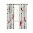 Spring Animal Blackout Curtains 72 Inch Length Country Red Bird White ...