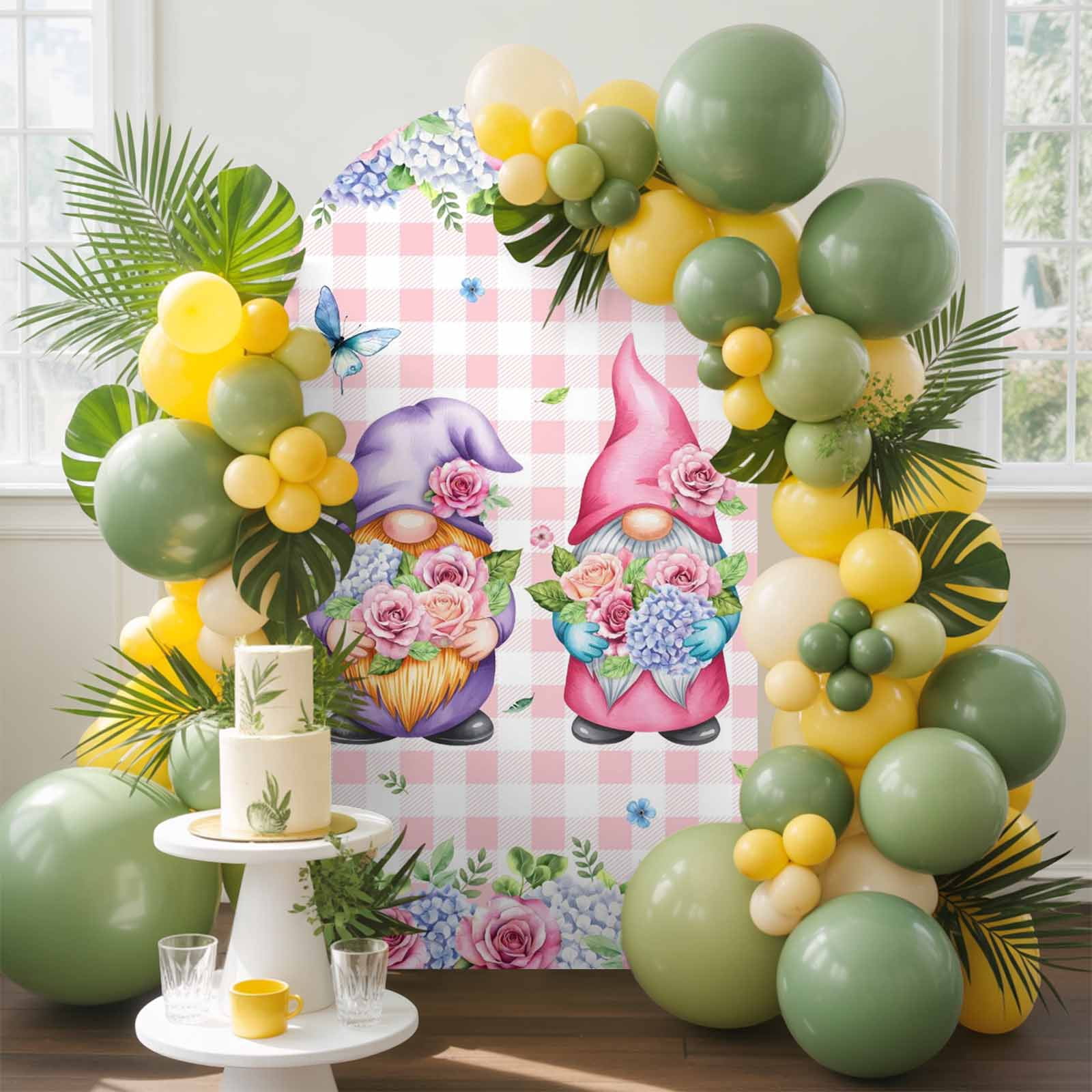 Spring Arch Backdrop Cover, 4FT, Purple Pink Green Rose Floral Leaf ...