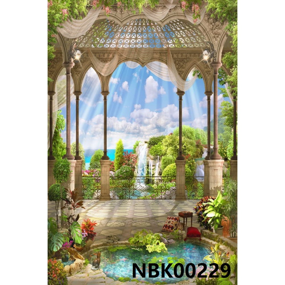Spring Arch Pillar Royal Lake Sky Cloud Nature Scenery Backdrop Vinyl ...