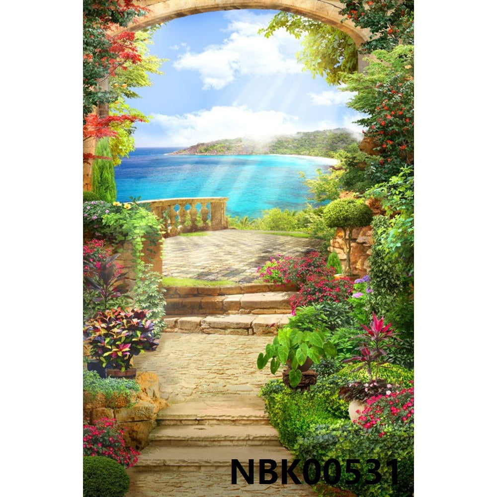 Spring Arch Pillar Royal Lake Sky Cloud Nature Scenery Backdrop Vinyl ...