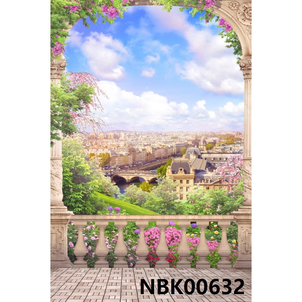 Spring Arch Pillar Royal Lake Sky Cloud Nature Scenery Backdrop Vinyl ...