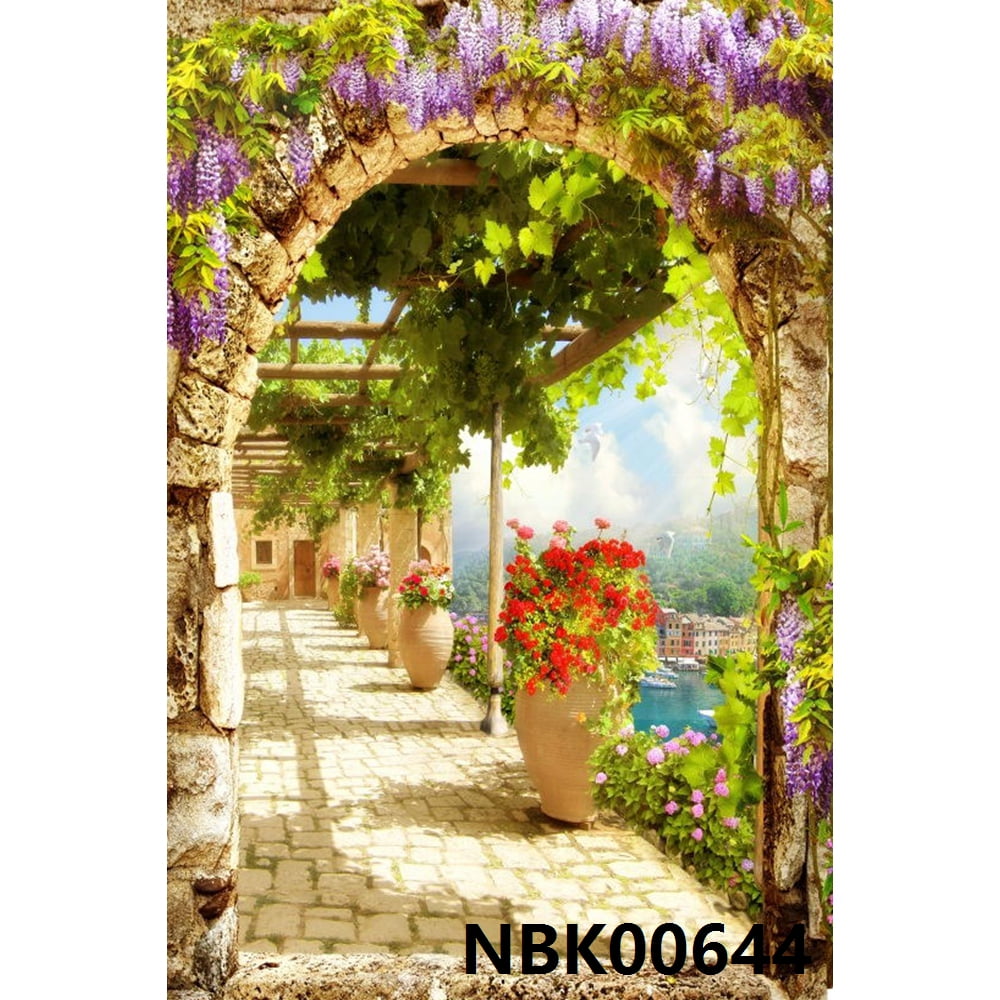 Spring Arch Pillar Royal Lake Sky Cloud Nature Scenery Backdrop Vinyl ...
