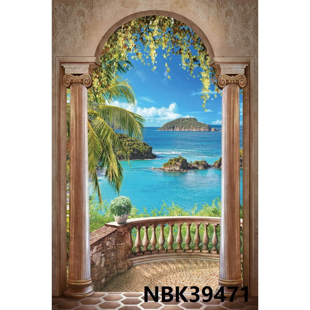 Spring Arch Pillar Royal Lake Sky Cloud Nature Scenery Backdrop Vinyl ...