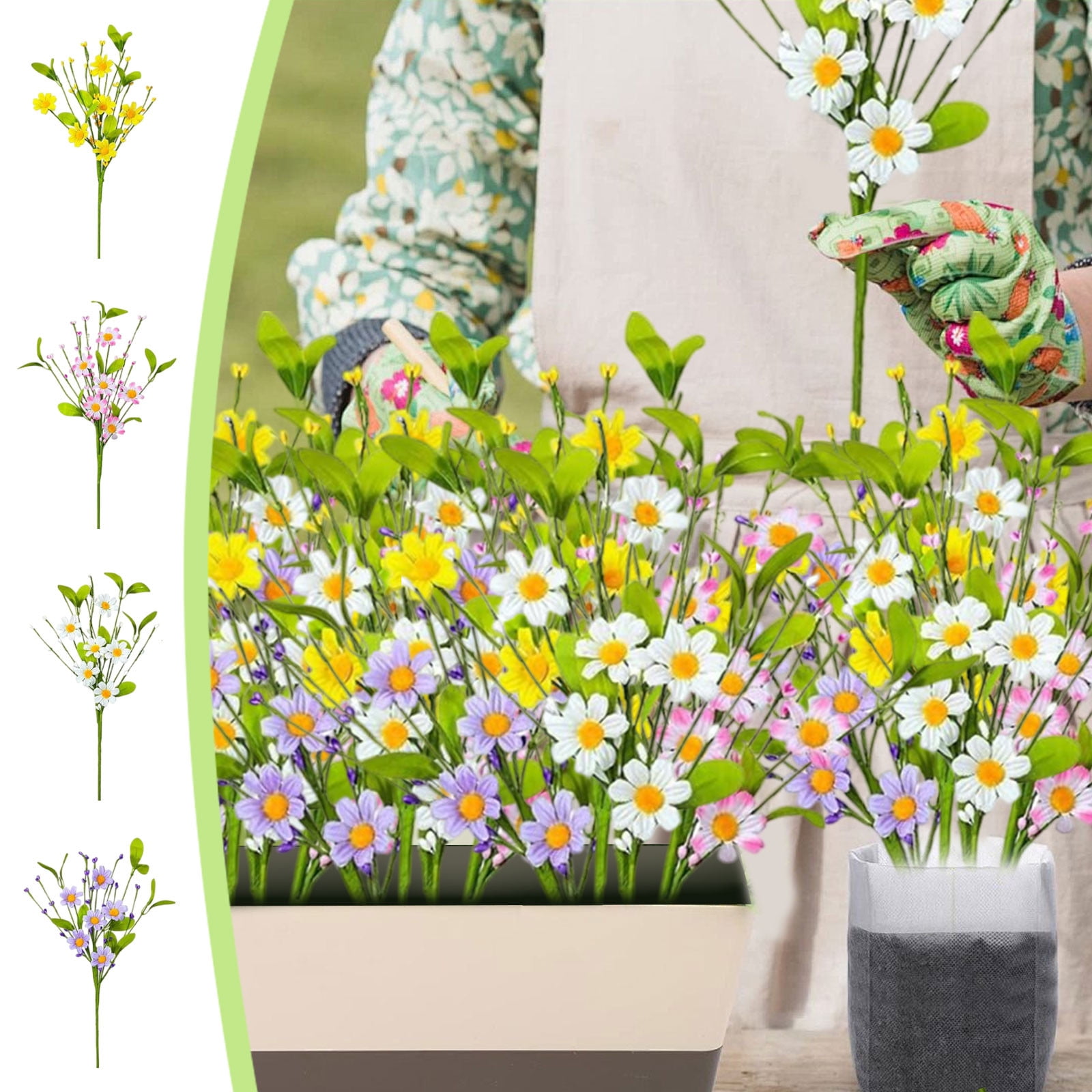 Spring Artificial Daisies Fake Flower Arrangement, Easter Berry Stems ...