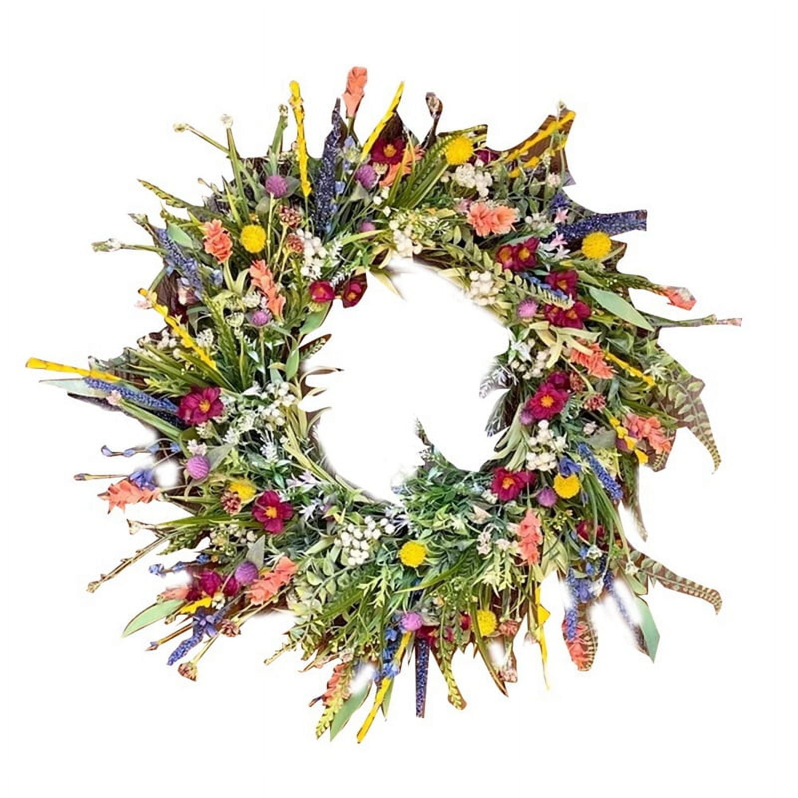 Spring Artificial Daisy Lavender Wreath Wildflower Summer Silk Wreaths ...