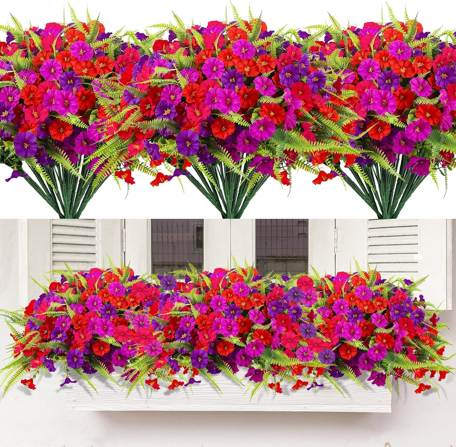 Spring Artificial Flowers Outdoors 12 Bundles Artificial Petunias Fake ...
