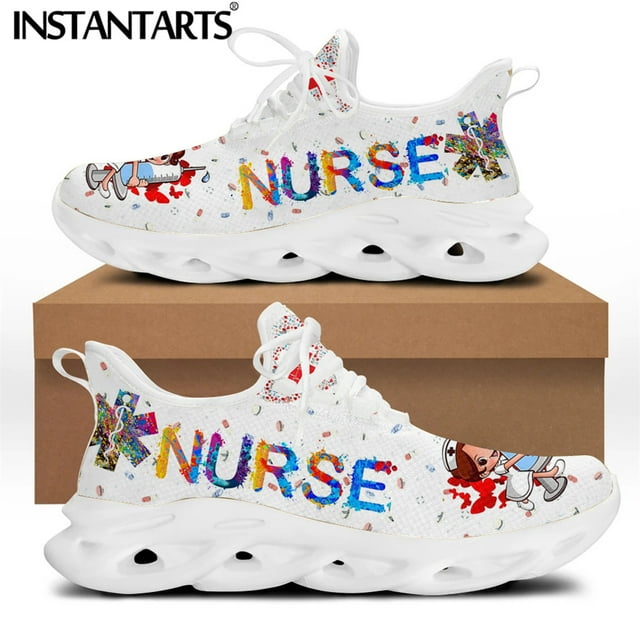 Spring Autumn Black Medical Shoes Cute Cartoon Nurse Doctor Women Mesh ...