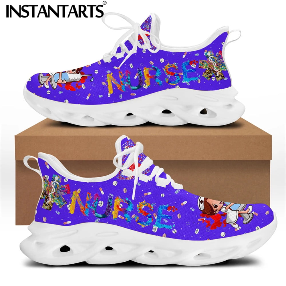 Spring Autumn Black Medical Shoes Cute Cartoon Nurse Doctor Women Mesh ...