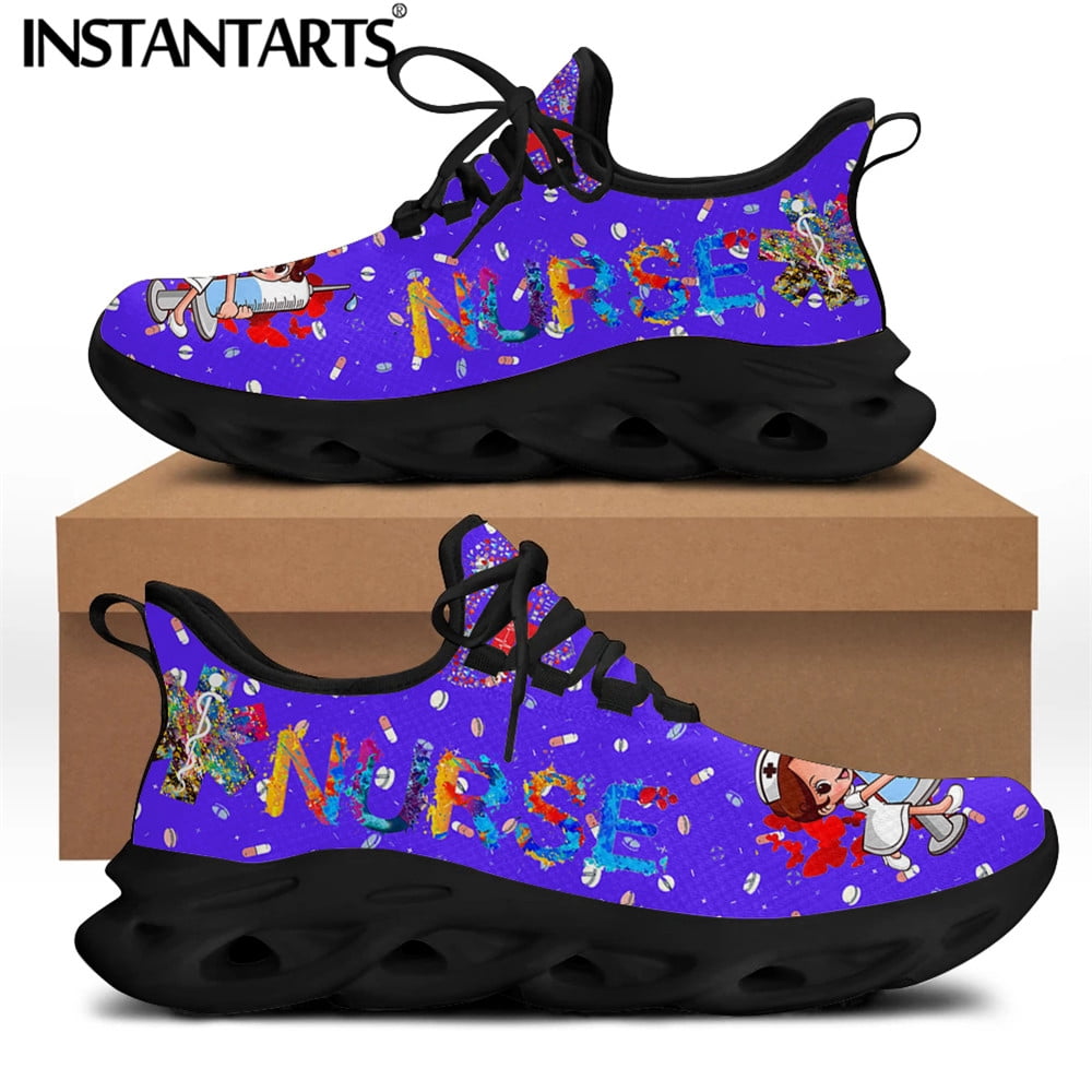 Spring Autumn Black Medical Shoes Cute Cartoon Nurse Doctor Women Mesh ...