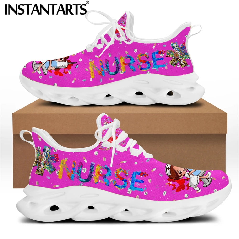 Spring Autumn Black Medical Shoes Cute Cartoon Nurse Doctor Women Mesh ...