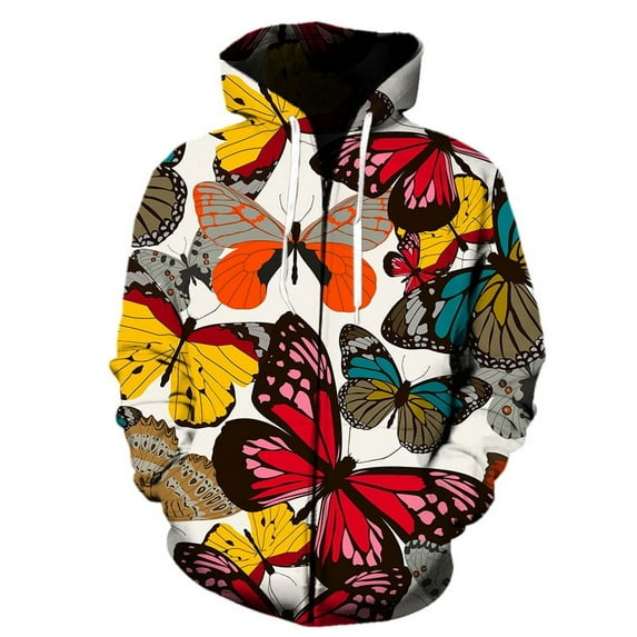 Spring Autumn Cartoon butterfly pattern Zipper Hoodie Men Women 3D ...
