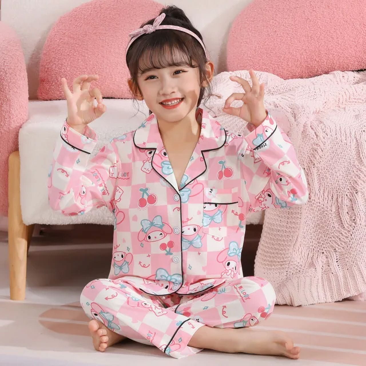 Spring Autumn Children Pajama Girl Sleepwear Miniso Kawaii Anime Kuromi ...