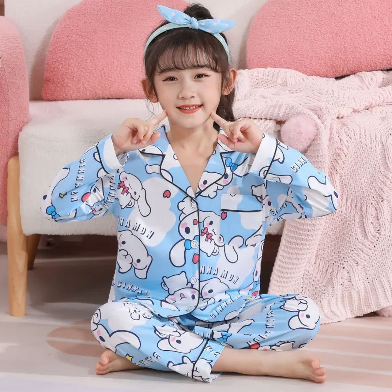 Spring Autumn Children Pajama Girl Sleepwear Miniso Kawaii Anime Kuromi ...